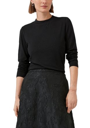 s.Oliver Black Label s.Oliver Langarm-Shirt aus Viskose-Jersey mit Schmucksteinen