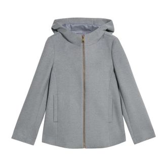Oltre Kurzer Mantel mit Kapuze und Rei&szlig;verschluss - - Coats - Damen - Grau - S
