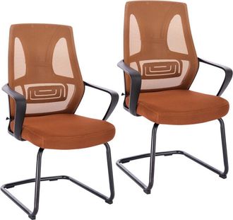 SVITA Svita - delta 2er-Set Besucherstuhl Konferenzstuhl Freischwinger Armlehne Braun