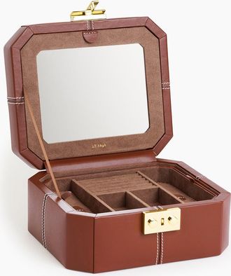 Le Tanneur Petite boite à bijoux fermoir T en cuir