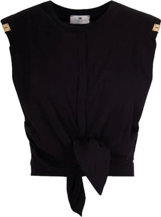 Elisabetta Franchi Femme, Tops, Noir, Taille: 36 FR T-shirt en jersey avec