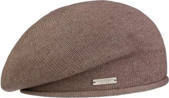 Seeberger Béret classique uni en tricot pour femme, taupe, 6 3/4/7 3/8