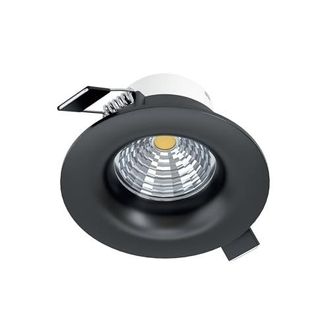 Eglo LED Einbaustrahler Saliceto, Deckenspot dimmbar, runder Deckenstrahler flach, Aluminium in Schwarz, warmwei&szlig;, &Oslash; 8,8 cm