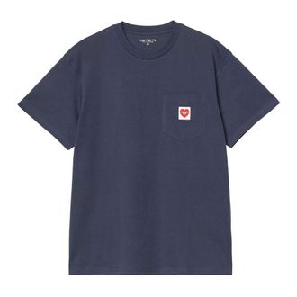 Carhartt Work in Progress Homme, Tops, Bleu, Taille: XL T-shirt Bleu Poche Coeur