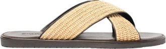 Scarosso Homme, Chaussures, Beige, Taille: 45 EU Ettore Raffia Sandales