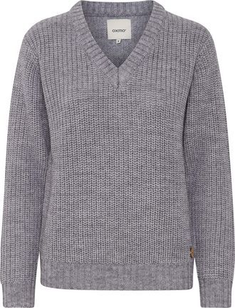 Oxmo by OXNanny Damen Strickpullover Grobstrick Pullover V-Ausschnitt