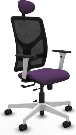 Piqueras y Crespo Schreibtischstuhl mit wei&szlig;en und schwarzen Armlehnen, h&ouml;henverstellbarer Lendenwirbelst&uuml;tze und festem Kopfteil, ausgestattet mit Syncro/Traslack. Sch