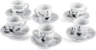 Bialetti Y0TZ037 Carosello-Set 6 tazzine da caff&egrave; e 6 piattini, Porcellana, 6 unit&agrave;