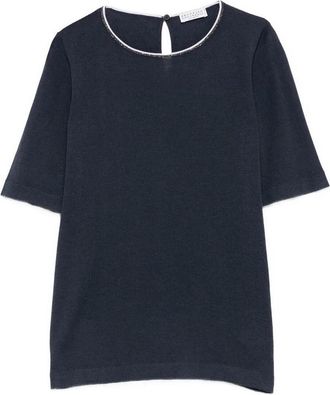 Brunello Cucinelli Pull Col Rond - Bleu