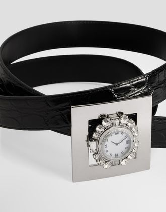 Dolce & Gabbana G&uuml;rtel Aus Kaimanleder - Mann G&uuml;rtel Schwarz 110