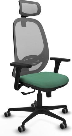 Piqueras y Crespo B&uuml;ro-Schreibtischstuhl mit 3D-Armlehnen, h&ouml;henverstellbare Lendenwirbelst&uuml;tze und h&ouml;henverstellbares Kopfteil, neigbar, Grau/Smaragdgr&uuml;n