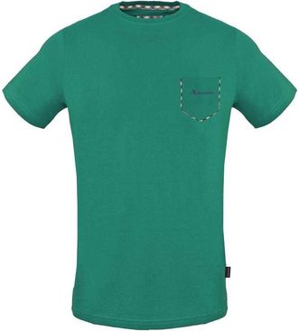 Aquascutum Herren Karo T-Shirt mit falscher Tasche (Gr&uuml;n)