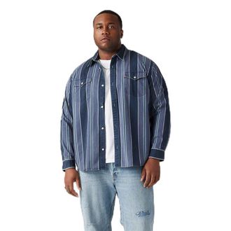 Levi's Herren Big Relaxed FIT Western Hemd mit Button-Down-Kragen, Carson Stripe Dress Blues, 2XL