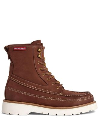 Dsquared2 bottines en cuir à coutures apparentes - Marron