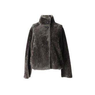 Arma Femme, Vestes, Gris, Taille: 38 FR Faux Fur Leather Jacket
