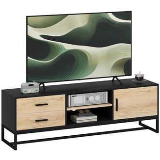HOMCOM TV Schrank TV Board mit Schrankfach, Schubladen, 2 offenen F&auml;chern 140 cm lang TV Lowboard mit Kabelmanagement f&uuml;r Fernseher bis zu 60 Zoll f&uuml;r Wohnzi