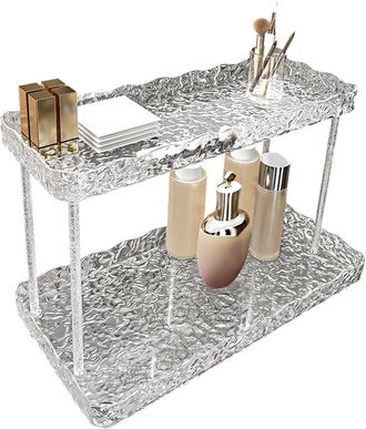 Generico Make-up- f&uuml;r das Badezimmer - Transparentes Acryl-Aufbewahrungsregal mit Zwei Ebenen, Schreibtisch-Organizer f&uuml;r Kosmetik, Parf&uuml;m, Ausstellungsst&auml;nder