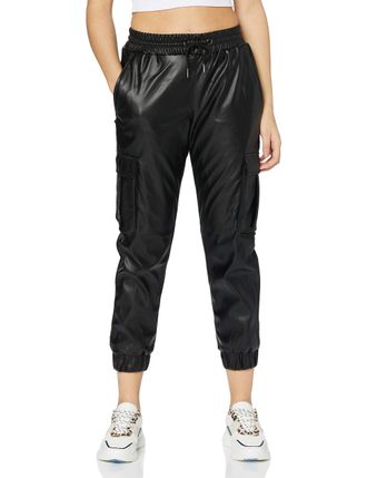 Urban Classics Ladies Faux Leather Cargo Pants Black 4XL