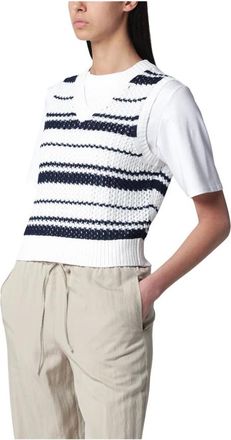 Dunst Femme, Pulls, Multicolore, Taille: 38 FR Gilet en Tricot Ray&eacute; Chunky