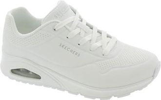 Skechers Femme Uno-Stand on Air Basket, White Durabuck/Mesh, 38 EU Large