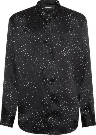 Dsquared2 Satinhemd mit Polka Dots - Schwarz