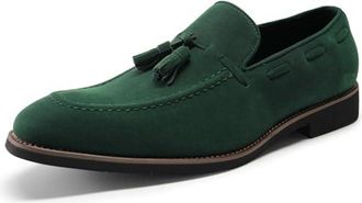 AlltheMen Chaussures Slip on Légère Hommes Casual Mocassins en Daim Légères Loafers Plates Business Mariage Vert 42