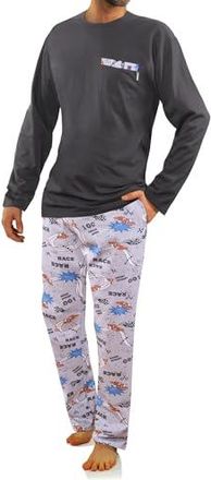 Sesto Senso Pyjama Homme Long Coton 100% Vetements De Nuit Ensembles Pantalon et Manche Longue XXL Graphite 2660-09