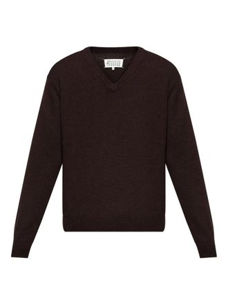 Maison Margiela pull en cachemire à col v - Marron