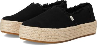 Toms Valencia Plateau für Damen, Schwarzer, breiter Canvas-Ausfransen, 36.5 EU