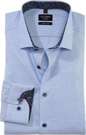 Olymp Herren Businesshemd Langarm No.Six,Einfarbig,super Slim,Modern Kent,bleu 11,39
