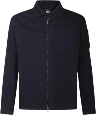 C.P. Company Gabardine Overshirt mit durchgehendem Rei&szlig;verschluss - - Jackets - Herren - Blau - S