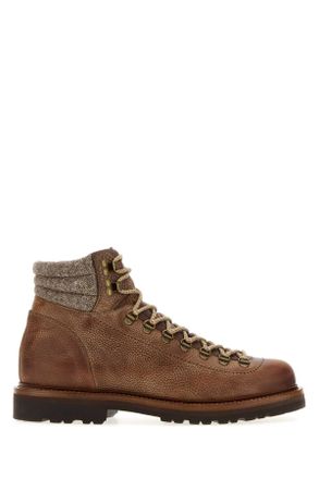 Brunello Cucinelli Lace-Up Leather Boot - Brown