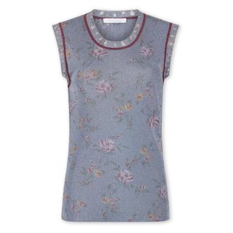 Paco Rabanne Floral Metallic Knit Tank - - Tops - Damen - Blau - XS