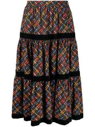 Saint Laurent jupe &agrave; motif g&eacute;om&eacute;trique - Vert
