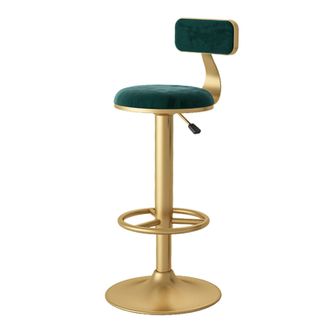 Generic Verstellbarer, drehbarer Barhocker aus Samt mit R&uuml;ckenlehne - Tresenhocker f&uuml;r K&uuml;che, Bistro, Kneipe und Esszimmer - Bequeme Sitzgelegenheit