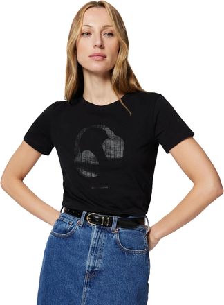 A|X Armani Exchange Womens Short Sleeve Picture Print Regular fit, T-Shirt, Black, L