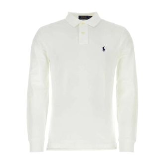 Polo Ralph Lauren Polohemd mit besticktem Pony und langen &Auml;rmeln - - Tops - Herren - Wei&szlig; - XL