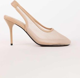Topshop chaussure &agrave; talon en mesh avec bride arri&egrave;re Arrow taupe-Neutre