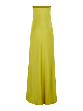 Norma Kamali Womens Long Dress Bias Yellow Tech Fabric Polyester