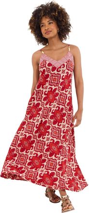 Joe Browns Damen Beaded Strap Printed Maxi Dress Kleid, rot, 42