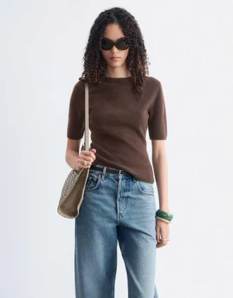 & Other Stories Top en maille fine de cachemire - Marron fonc&eacute;
