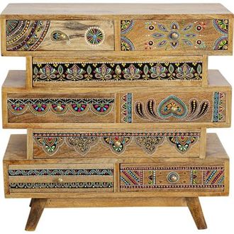 Kare Design Menorca Butterfly Commode Design avec 8 tiroirs en Bois Massif de Mangue Marron 65 x 65 x 30 cm (H x l x P)