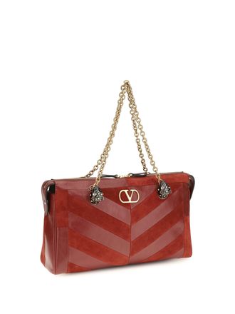 Valentino Garavani Womens Shoulder Bag Panthea Russet Red Calf Leather