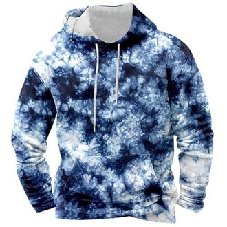Generic Sweat &agrave; capuche imprim&eacute; Tie Dye &agrave; manches longues pour homme Athleisure, noir fonc&eacute;, XXL