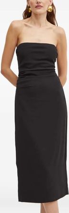 Bardot robe-bustier à fente latérale - Noir