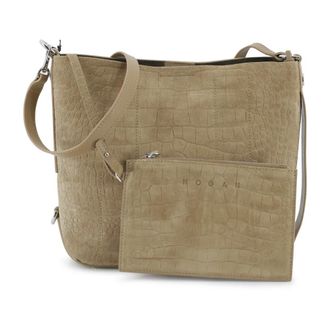 Hogan Femme, Sacs, Brun, Taille: ONE Size Sac Hobo en cuir de crocodile couleur chameau