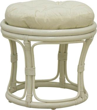 Aubry Gaspard Tabouret en rotin avec coussin Uni