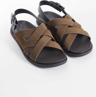 Mango Sandales en cuir v&eacute;ritable avec brides crois&eacute;es - Marron
