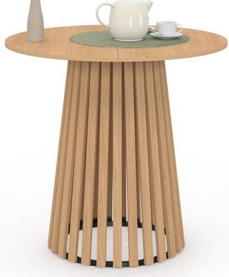 IDMarket Table &agrave; Manger Ronde Carmen 4 Personnes Pied Bois en Lattes et Plateau Bois 80 cm