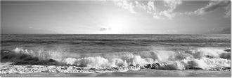 Paul Sinus Art Leinwandfoto als Panorama SCHWARZ/WEISS 150x50cm Meer Strand Wellen Sonnenuntergang Wolken